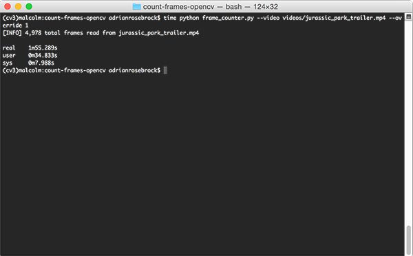 使用OpenCV和Python - PyImageSearch计算视频中的帧总数
